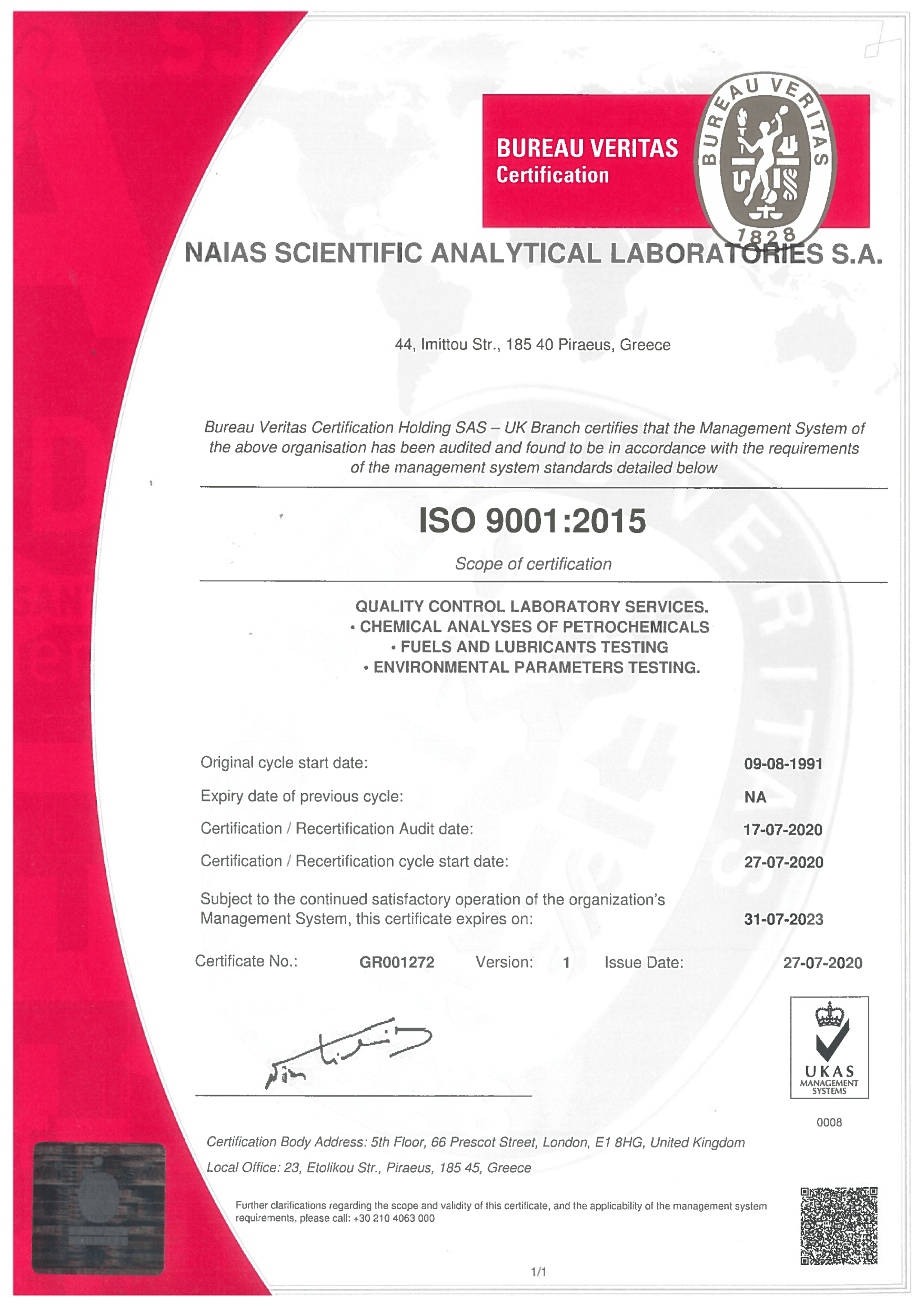 BV ISO 9001 | Naias Labs S.A.